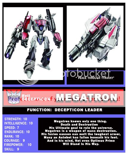 2D Artwork: - Custom Made WFC Megatron Tech Spec Card | TFW2005 - The ...
